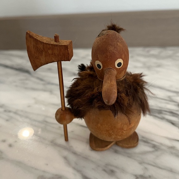 Vintage | Accents | Wood Viking Axe Fur Big Nose Mid Century Modern ...